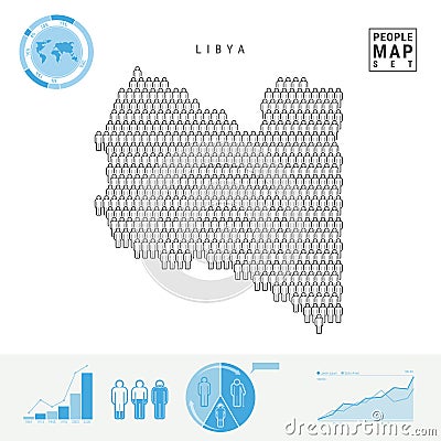 Libya People Icon Map. Stylized Vector Silhouette Of Libya. Population ...