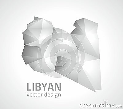 Libyan Vector Grey And Silver Polygonal Mosaic 3d Map | CartoonDealer ...