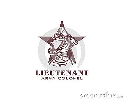 Lieutenant Logo Facing Left And A Star Behind It On A White Background ...