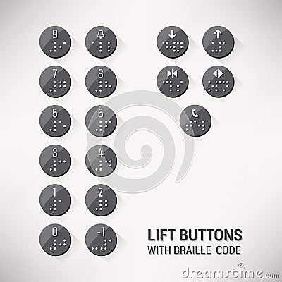 Lift Buttons With Braille Code Cartoon Vector | CartoonDealer.com #42701669