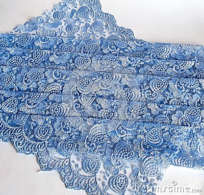 Light Blue With Grey Tone Lace Background, Ornamental Flowers. Blue ...