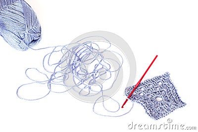 Light Blue Skein Of Acrylic Thread With The Unwound String, Square ...