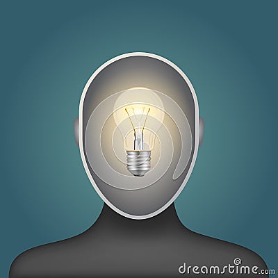 Light Bulb In A Man Head Stock Photo | CartoonDealer.com #48951054