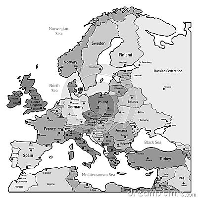 Light Gray Map Of Europe Royalty Free Stock Photo - Image: 17182235