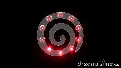 Light Loading Wheel - 30fps Spinning Loop - Red Lights Shining on Black ...