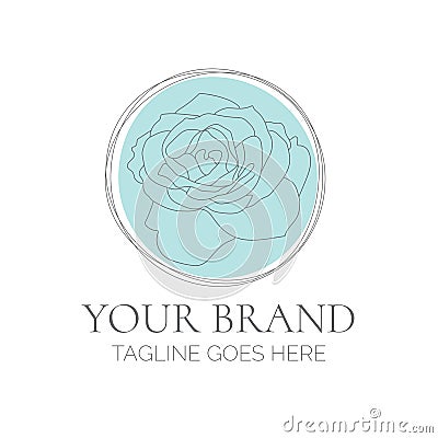 Light Minimal Rose Flower Logo Design Cartoon Vector | CartoonDealer ...