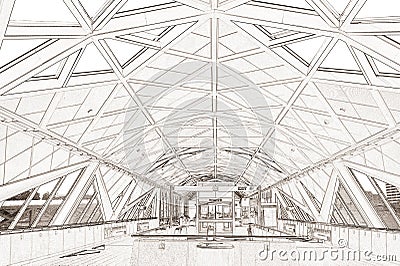 Light Rail Station Line Drawing Royalty-Free Stock Photography ...