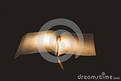 Light Shining On Open Bible Stock Photo - Image: 51085754