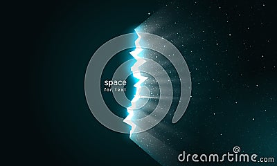 Light And Stars In Space From Cracks In Surface. Dark Broken Wall Glow ...