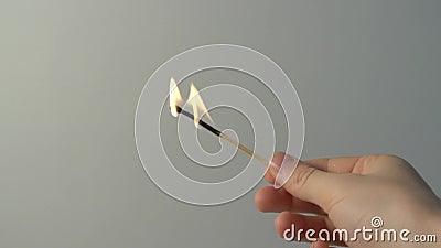 A Lighted Match Burns with Smoke on a Gray Background. Concept of Slow ...