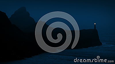 Lighthouse on Rocky Coast at Night Stock Footage - Video of rocky, ship ...