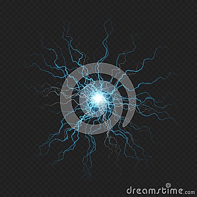 Lightning Flash Discharge Of Electricity On Transparent Background ...