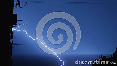Lightning in the Night Sky in the City, Bright Flashes of Light in the ...