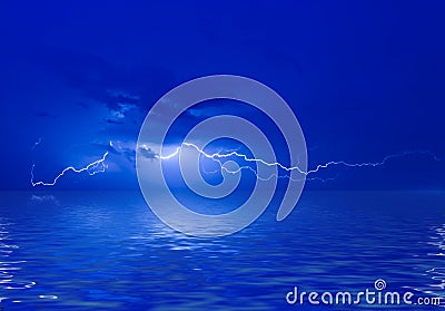 Lightning With Reflection In The Water Surface Stock Photos - Image ...