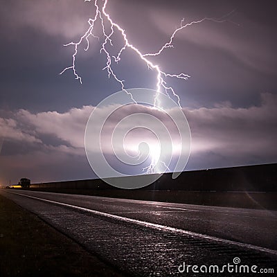 Lightning Strike By A Highway Royalty-Free Stock Photo | CartoonDealer ...