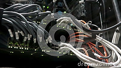 Lights And Connections On Network Server. Working Data Servers With ...