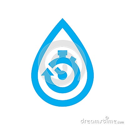 Limit Water Use Icon. Blue Stopwatch In Water Drop Symbol Cartoon ...