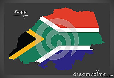 Limpopo South Africa Map With National Flag Vector Illustration ...