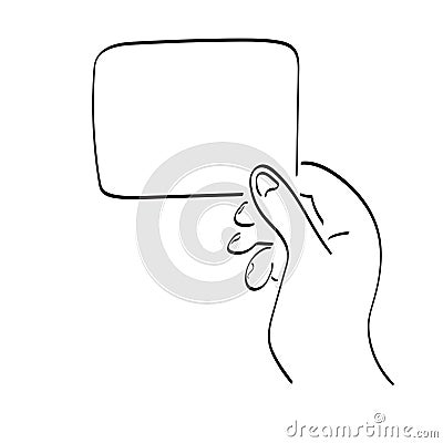 Line Art Closeup Hand Holding Blank Paper Illustration Vector Hand ...