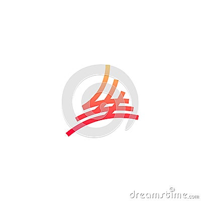 Line Art Curved Triangle Logo Representing Fire Vector Illustration ...