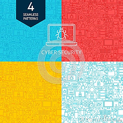 Line Cyber Security Patterns Cartoon Vector | CartoonDealer.com #98626293