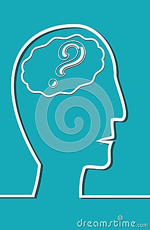 Line Drawing Of Human Head With Brain. In Brain Question Mark Vector ...
