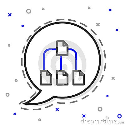 Line Folder Tree Icon Isolated On White Background. Computer Network File Folder Organization ...