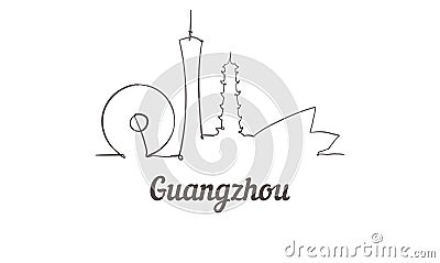 Line Of Hand-drawn Guangzhou Buildings Elements Sketch Vector ...