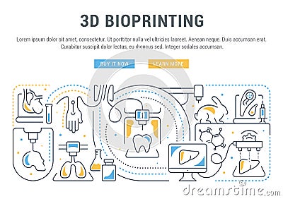 Linear Banner Of 3D Bioprinting. Royalty-Free Illustration ...