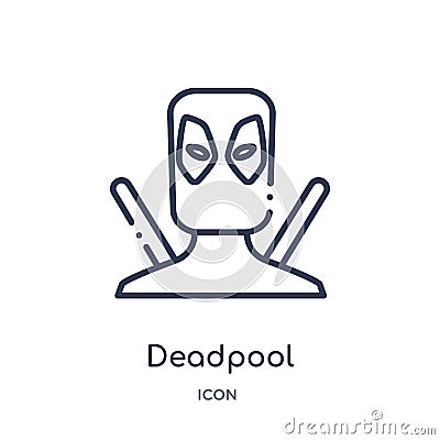 Linear Deadpool Icon From Cinema Outline Collection. Thin Line Deadpool ...