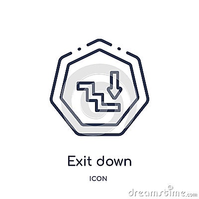 Linear Exit Down Icon From Arrows Outline Collection. Thin Line Exit ...
