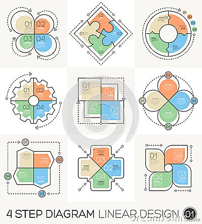 Linear Line Graphic Design Elements & Infographic Template Vector ...