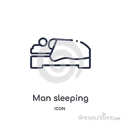 Linear Man Sleeping Icon From Behavior Outline Collection. Thin Line ...