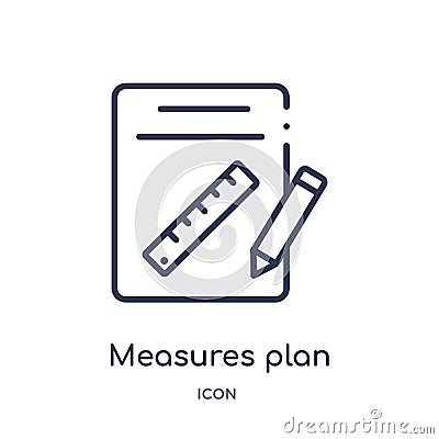 Linear Measures Plan Icon From Construction Outline Collection. Thin ...