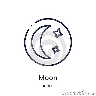 Linear Moon Icon From Astronomy Outline Collection. Thin Line Moon ...