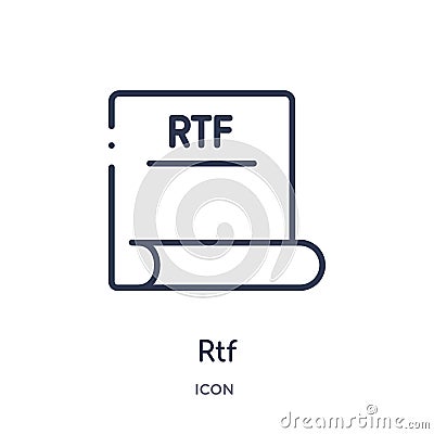 Linear Rtf Icon From File Type Outline Collection. Thin Line Rtf Vector Isolated On White ...