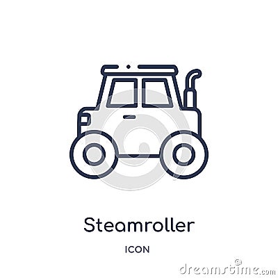 Linear Steamroller Icon From Construction Outline Collection. Thin Line ...