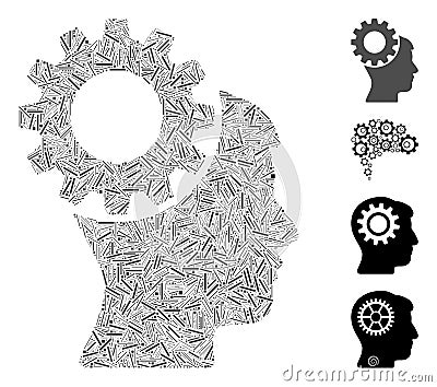 Linear Thinking Gear Icon Vector Collage Stock Image | CartoonDealer ...