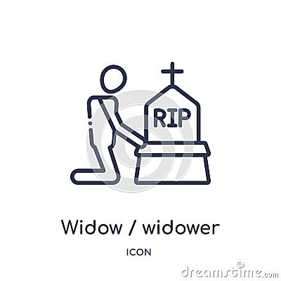 Linear Widow / Widower Icon From Family Relations Outline Collection ...