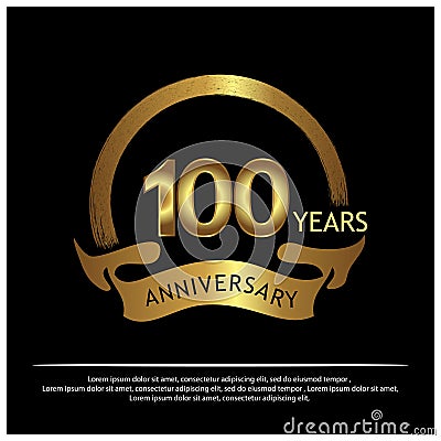One Hundred Years Anniversary Golden. Anniversary Template Design For ...