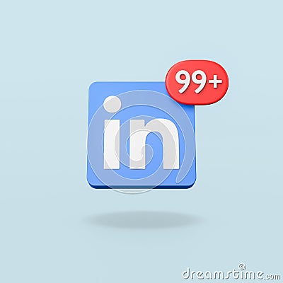Linkedin Logo With 99 Notification On Blue Background Editorial Photo ...