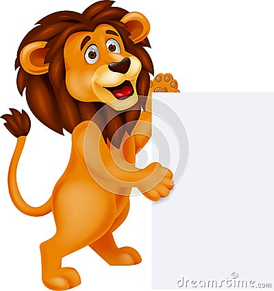 Lion Cartoon With Blank Sign | CartoonDealer.com #28524297