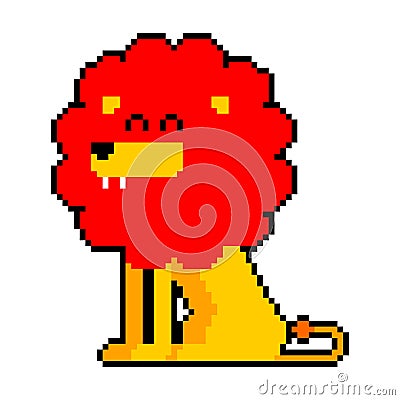 Lion Pixel Art. Cute Leo 8 Bit Vector Illustration | CartoonDealer.com ...