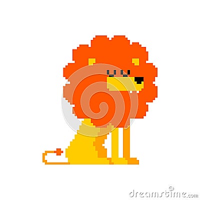 Lion Pixel Art. Cute Leo 8 Bit Vector Illustration | CartoonDealer.com ...