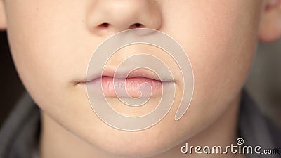 Close-up of the Boy`s Lips.Full Hd Video Stock Video - Video of cute ...