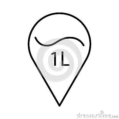 1 Liter Icon, Fluid Volume In Liters, Liquid Drop, Litre Thin Line Web ...