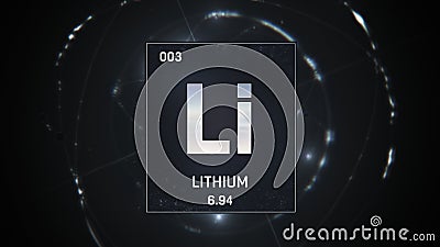 Lithium As Element 3 Of The Periodic Table 3D Animation On Silver ...