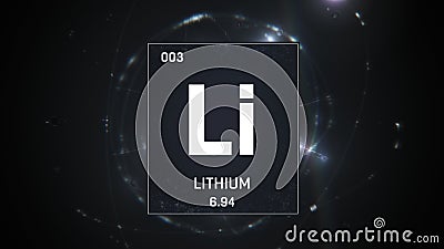 Lithium As Element 3 Of The Periodic Table 3D Animation On Silver ...