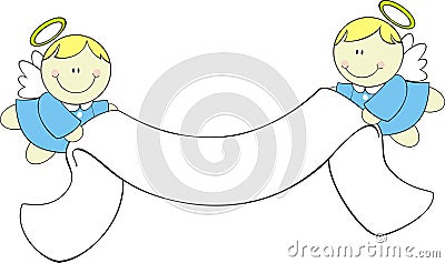 Little Angels With Ribbon Banner Stock Images - Image: 14786934