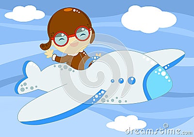 Little Aviator Up In The Sky Cartoon Vector | CartoonDealer.com #15938599